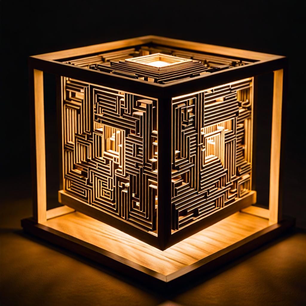 cubic labyrinth world of concrete in the shape of a cube, puzzle box ...