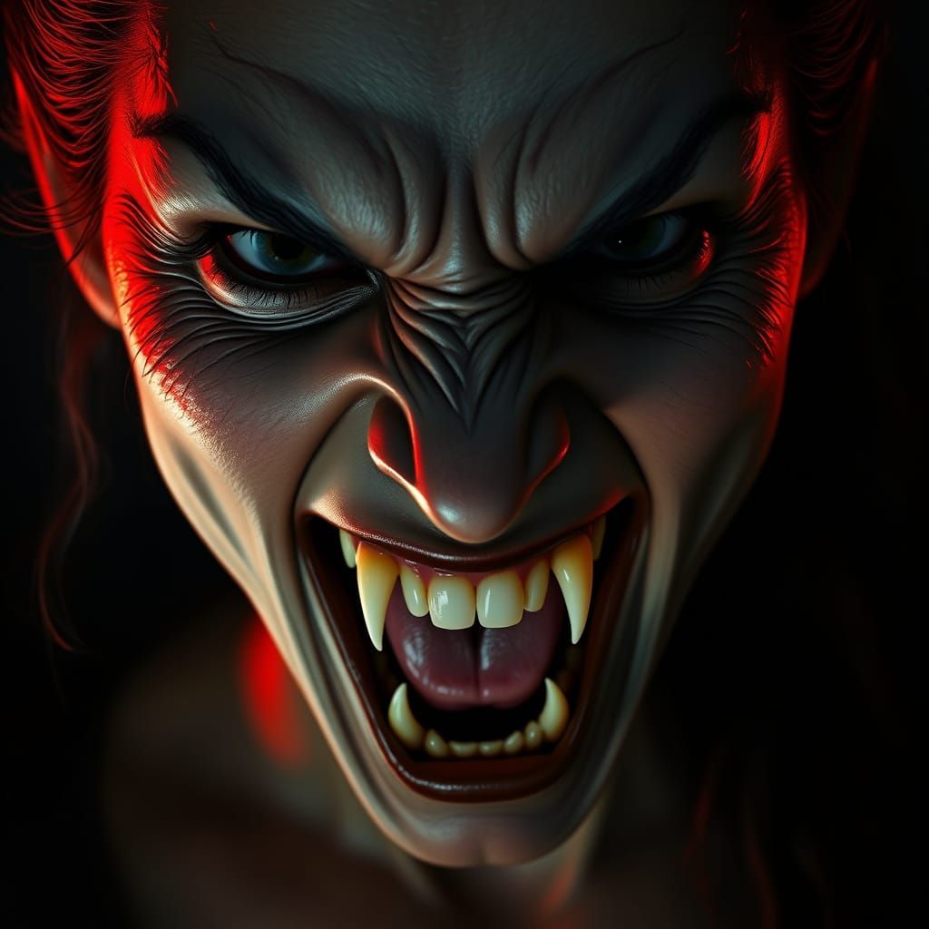 Fierce Feral Beauty in Dark Cyberpunk Realism - AI Art