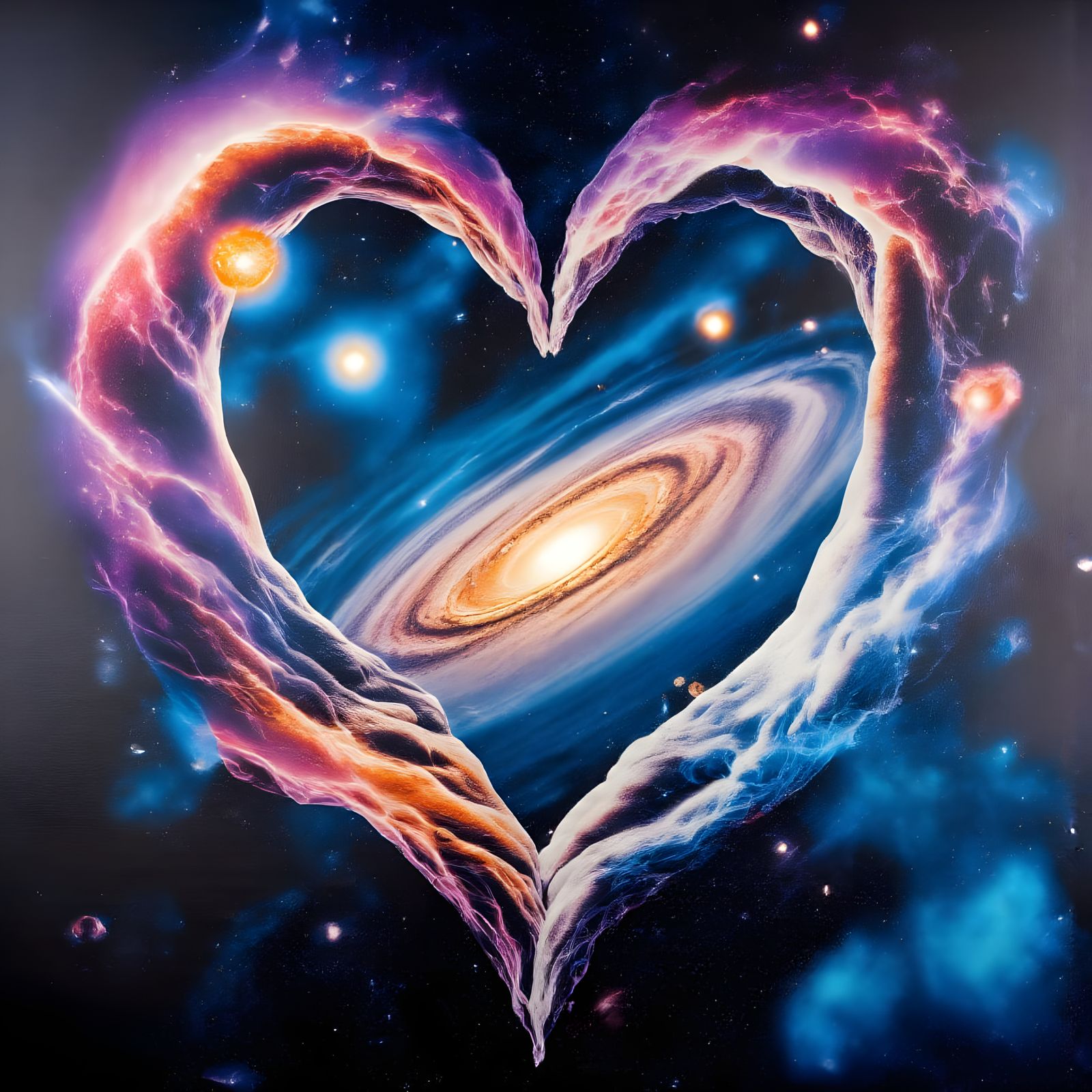 Surreal Double Exposure Galactic Heart