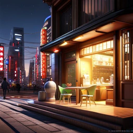 Night Café Entrance - AI Generated Artwork - NightCafe Creator