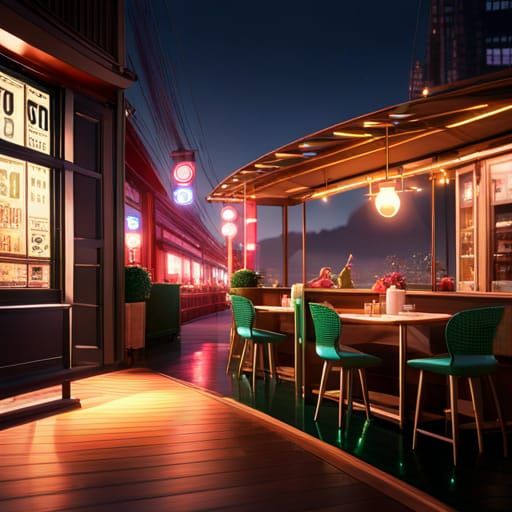 Cozy Night Café - AI Generated Artwork - NightCafe Creator