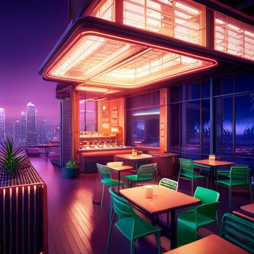 Balcony Night Café - AI Generated Artwork - NightCafe Creator