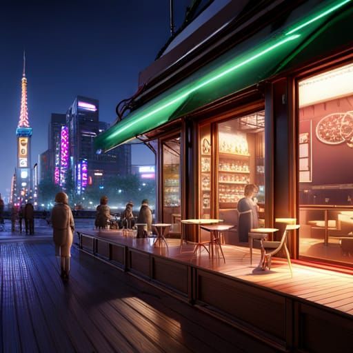 Night Café Pier - AI Generated Artwork - NightCafe Creator