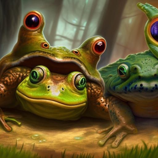 Toad vs Frog - Epic Toad vs Frog Battle in Detailed Matte Pa...