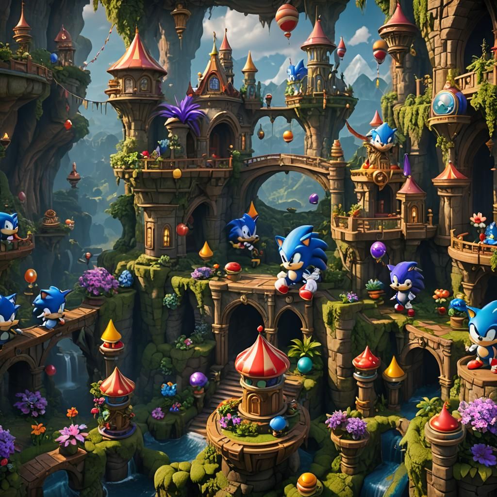 A sonic level that is themed for birthday - AI Generated Artwork ...