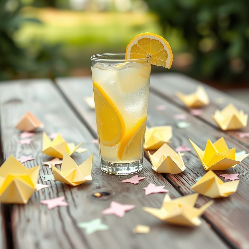 Origami lemonade - Serene Summer Picnic Scene in Whimsical P...