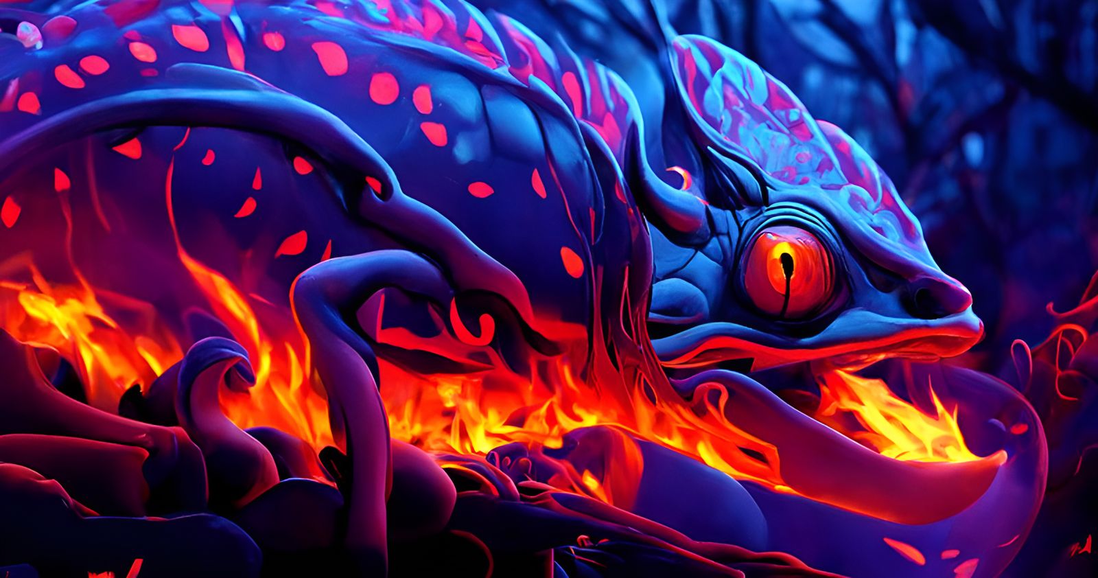 Fire-breathing Chameleon - AI Generated Artwork - NightCafe Creator