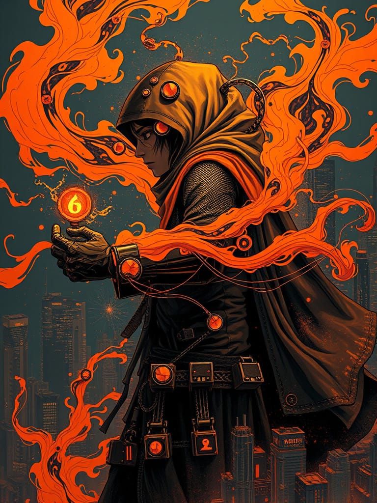 a mysterious magic steampunk hacker