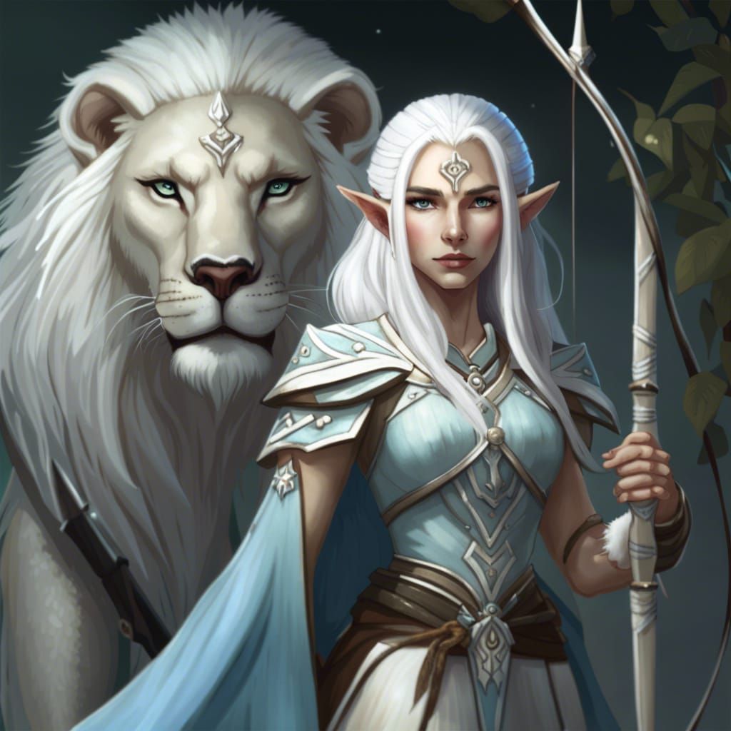 Elf with Lion - AI Generated Artwork - NightCafe Creator