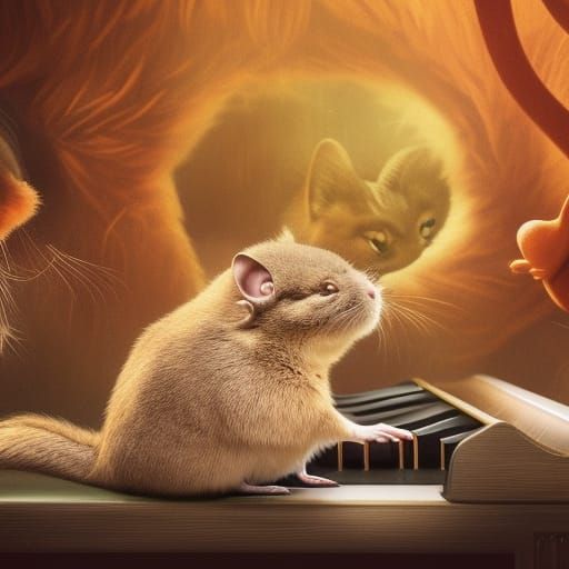 Chinchilla playing the piano - AI Generated Artwork - NightCafe Creator