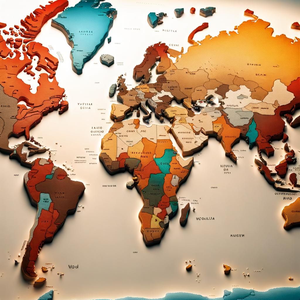 3D map of the worldmap 8k resolution concept art hyperdetailed ...