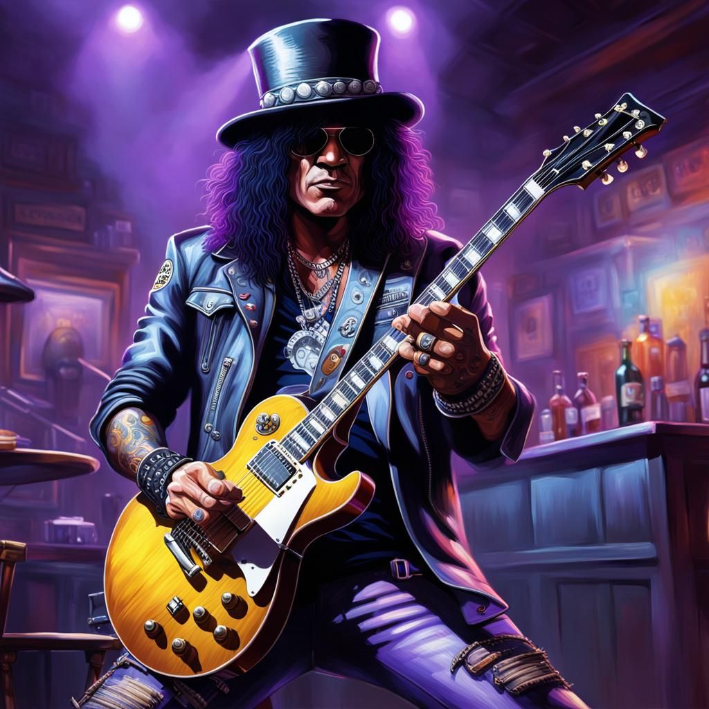 Slash playing guitar.. - AI Generated Artwork - NightCafe Creator