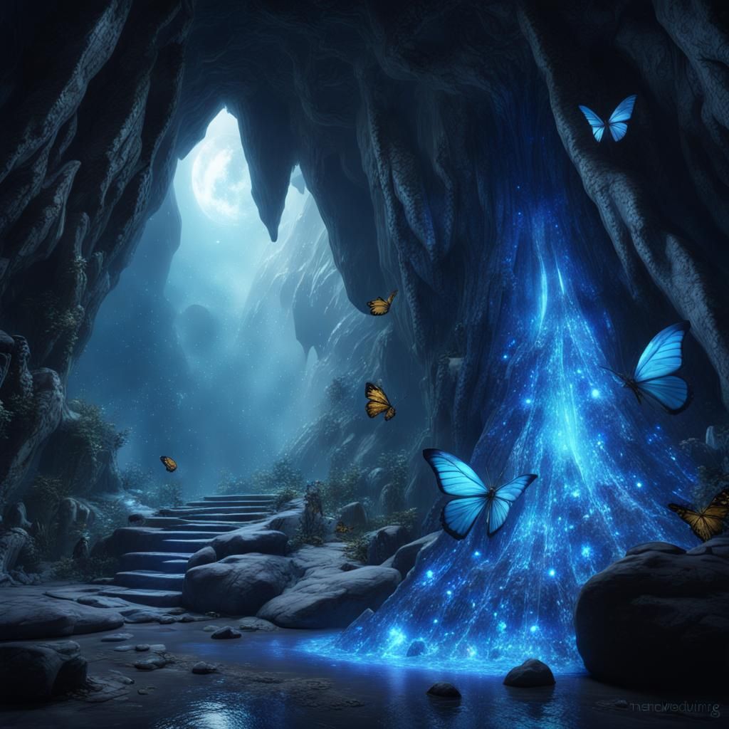 crystal waterfall - AI Generated Artwork - NightCafe Creator