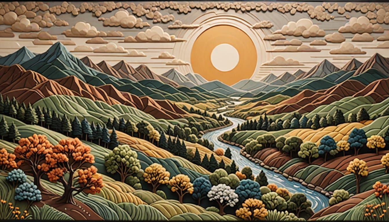 Earthy Clay Landscape Wall Art - AI Art