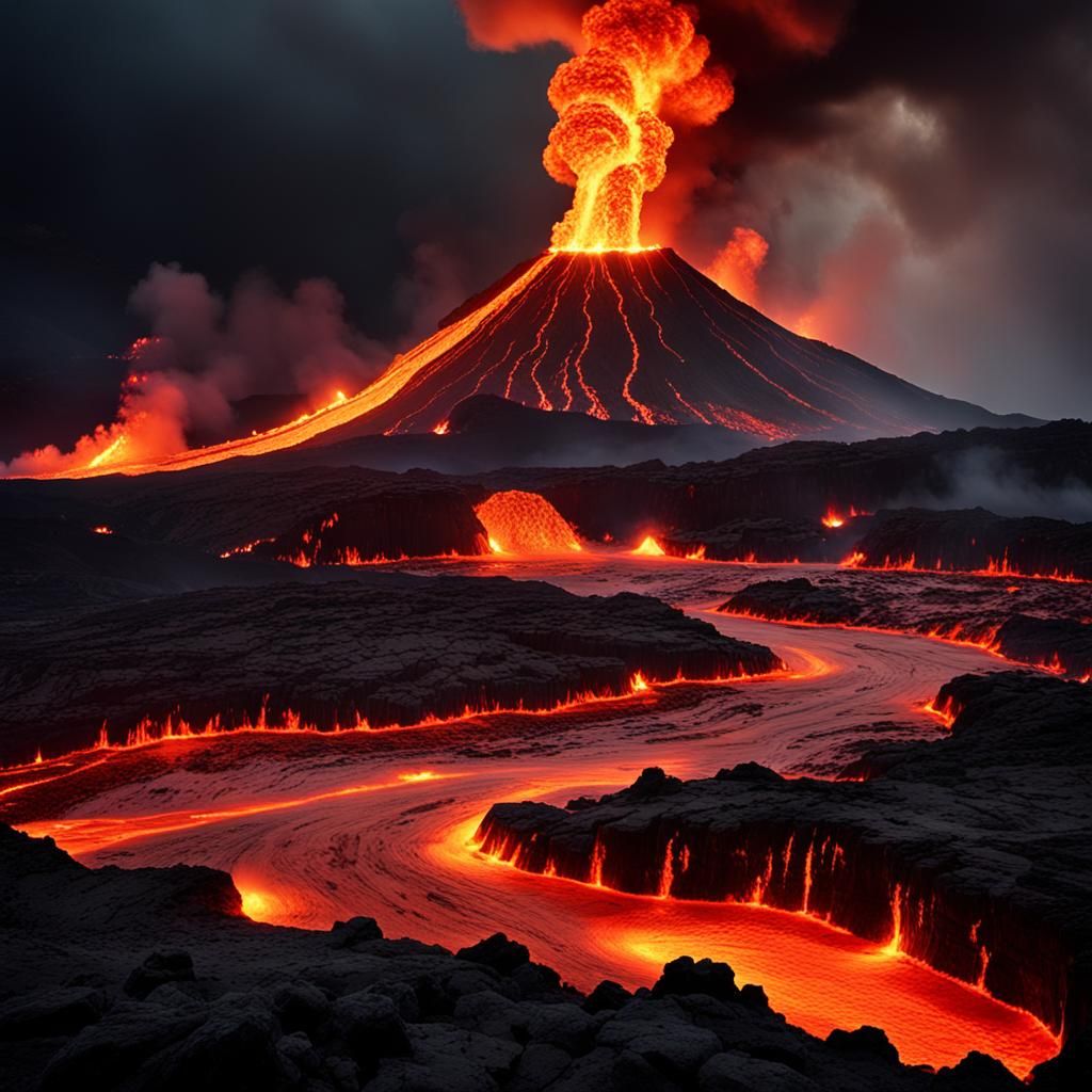 Volcano Erupting - AI Generated Artwork - NightCafe Creator