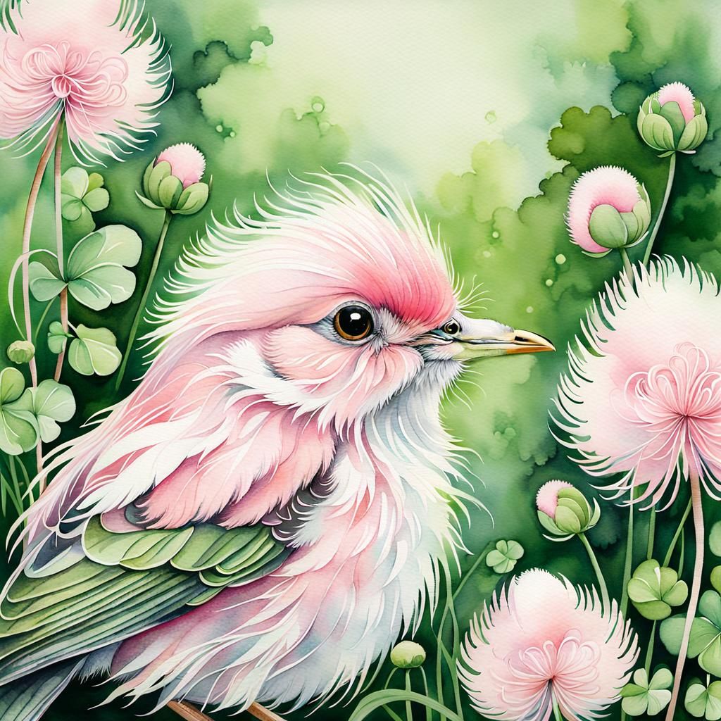 pink & green bird - pink & green bird
