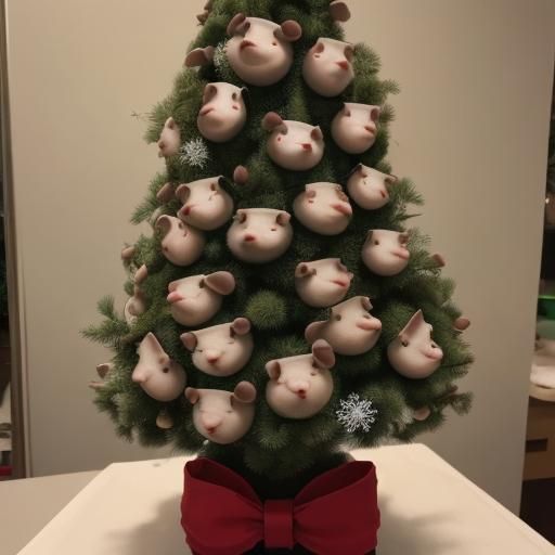 Christmas Tree made of rat faces - AI Generated Artwork - NightCafe Creator