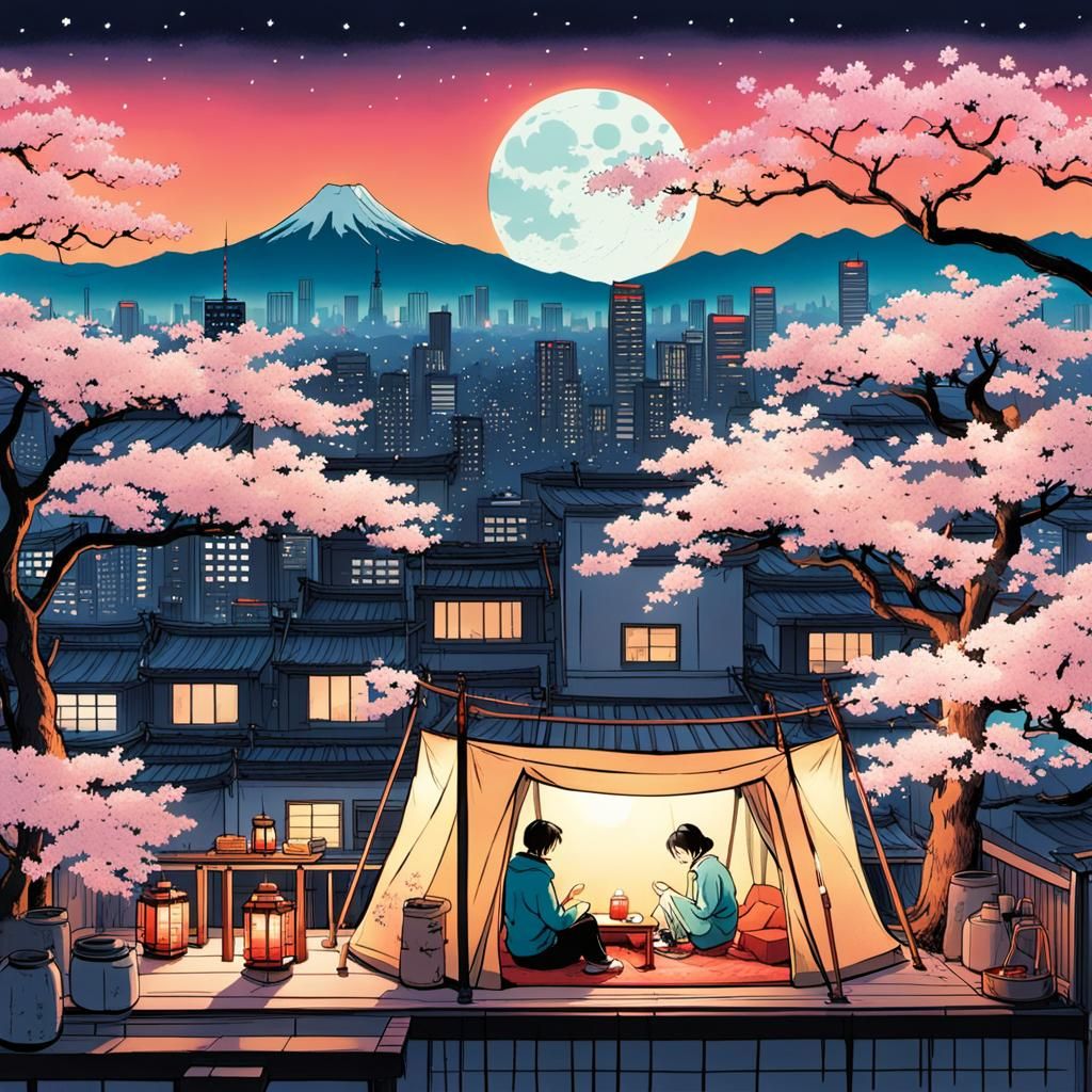 On a Tokyo high-rise rooftop - AI Generated Artwork - NightCafe Creator