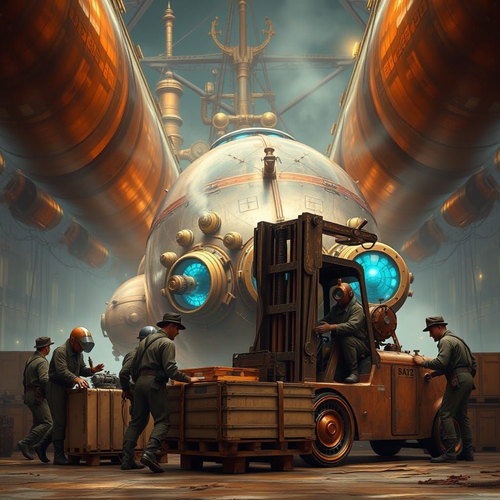 Industrial Wonder: Steam-Powered Steampunk Scene b... - AI Art