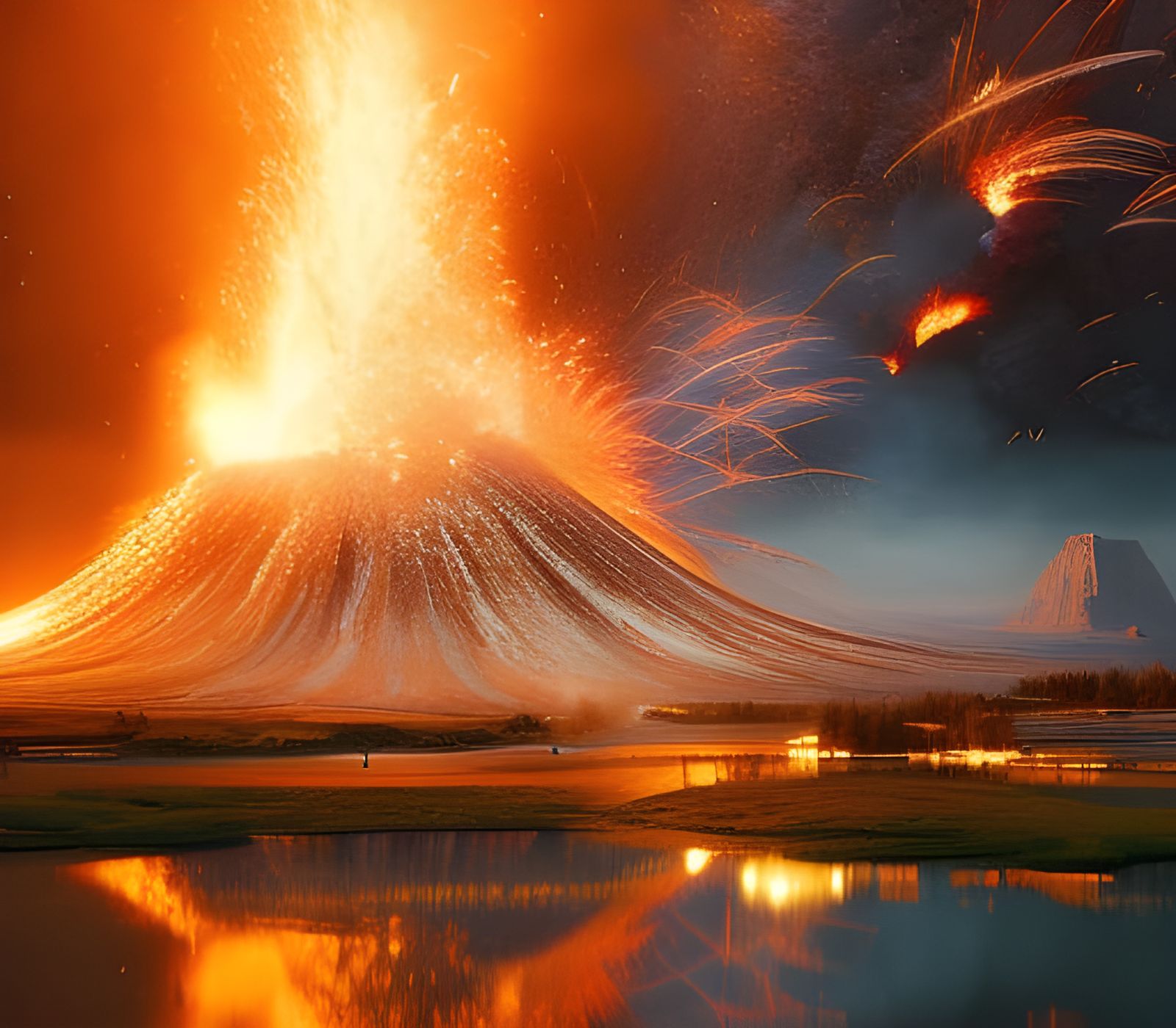 Exploding volcano - AI Generated Artwork - NightCafe Creator