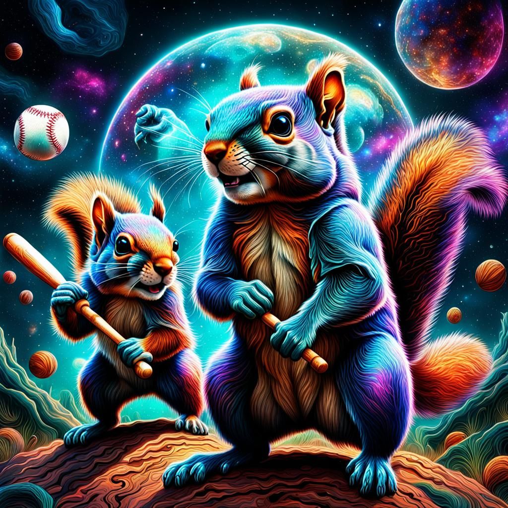 fierce squirrels play baseball - AI Generated Artwork - NightCafe Creator