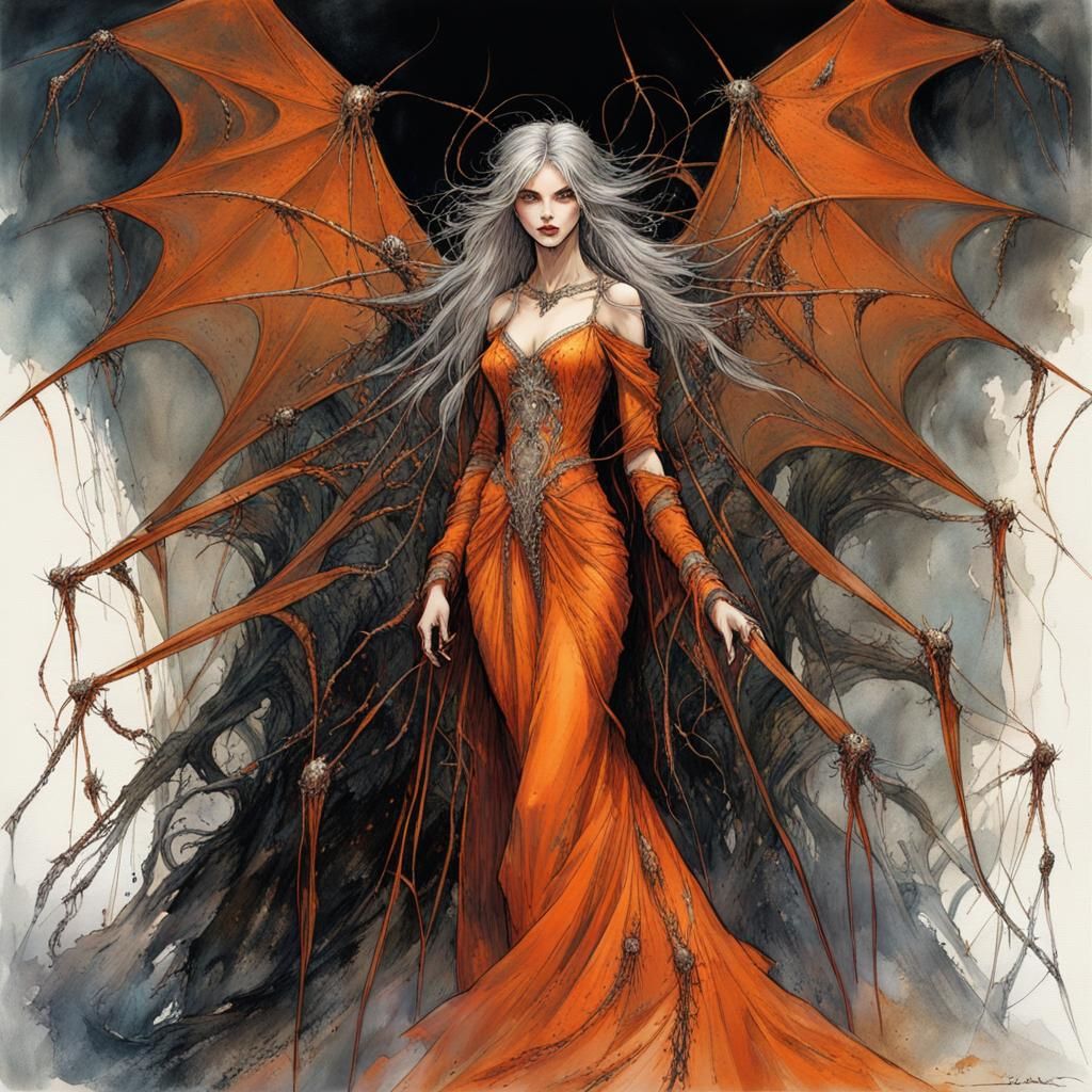 Orange Vampire Spider Witch - AI Generated Artwork - NightCafe Creator