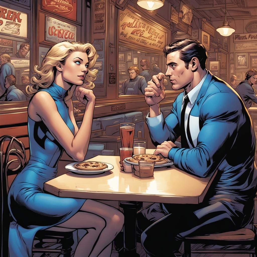 Marvel Comics Mister Fantastic and the Invisible Girl on a date to a ...