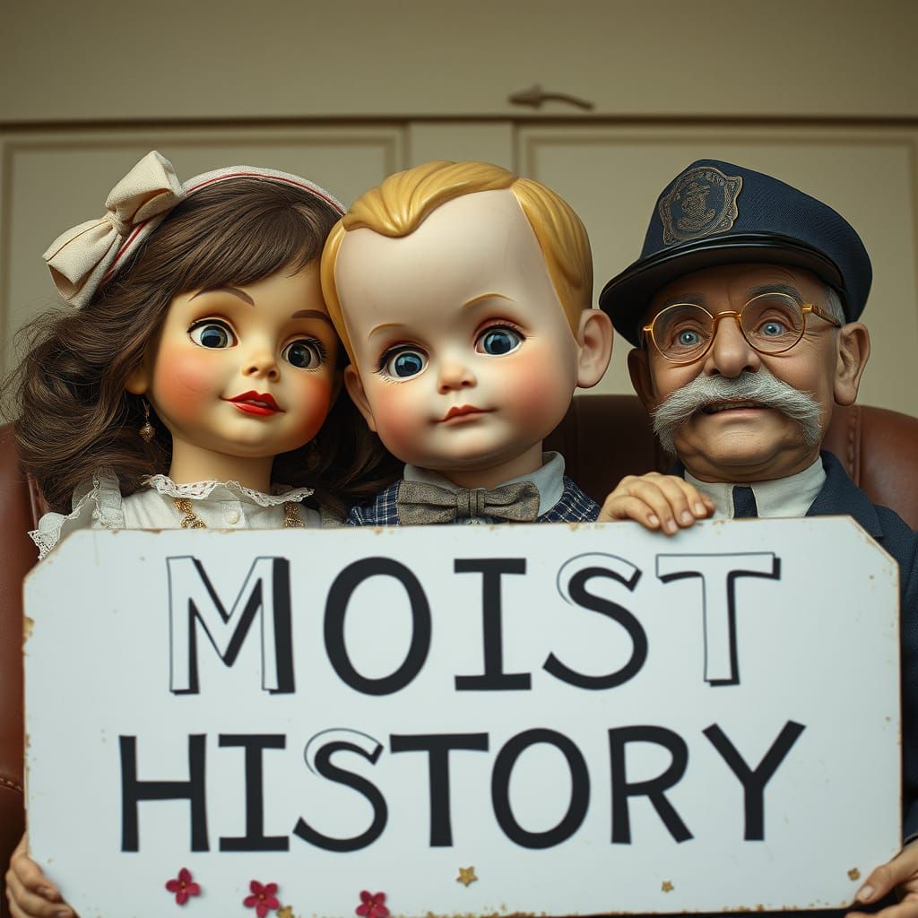 Surreal. Simplistic. Sign: “MOiST HiSTORY” historic closeup image in ...
