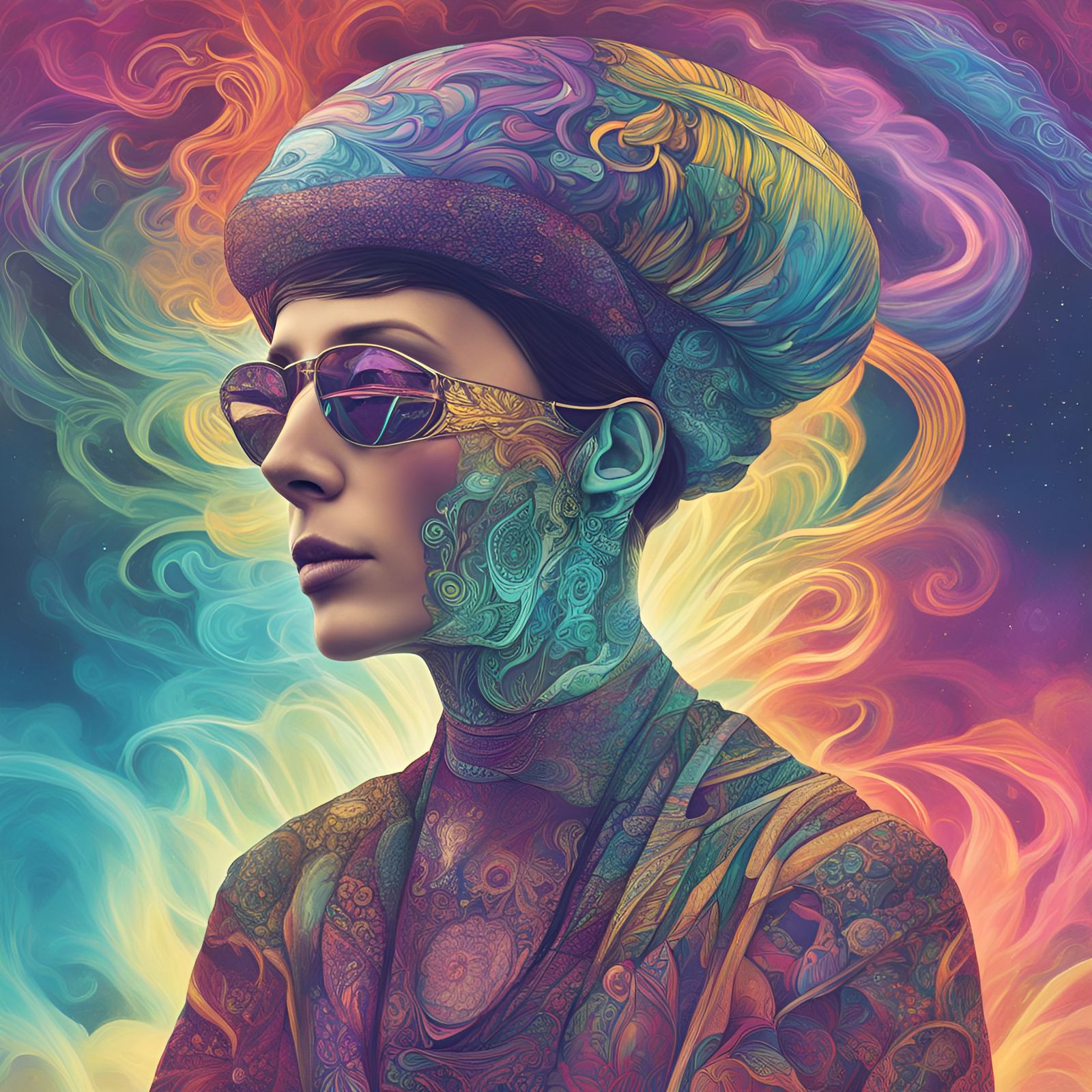 "double exposure hyper detailed stoner smoking extraterrestrial ...