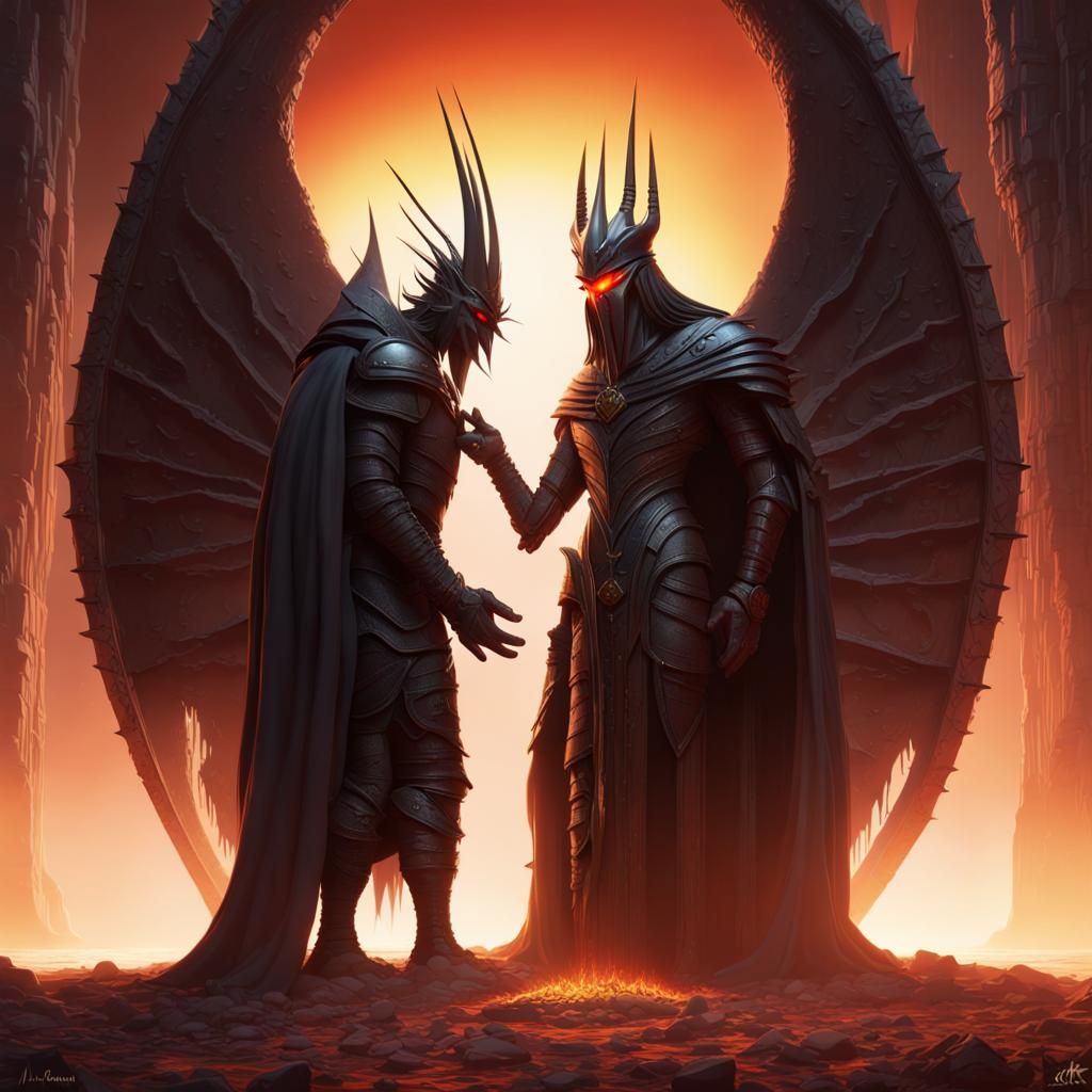 Morgoth charging Sauron' - AI Generated Artwork - NightCafe Creator
