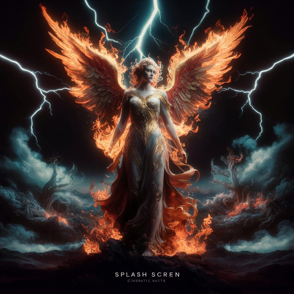 (angel on fire)_lightning) - AI Generated Artwork - NightCafe Creator