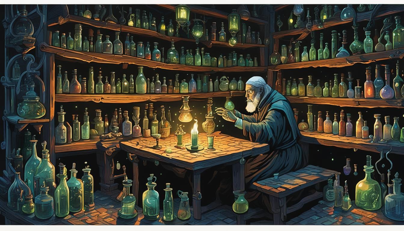 The Alchemist at work - AI Generated Artwork - NightCafe Creator