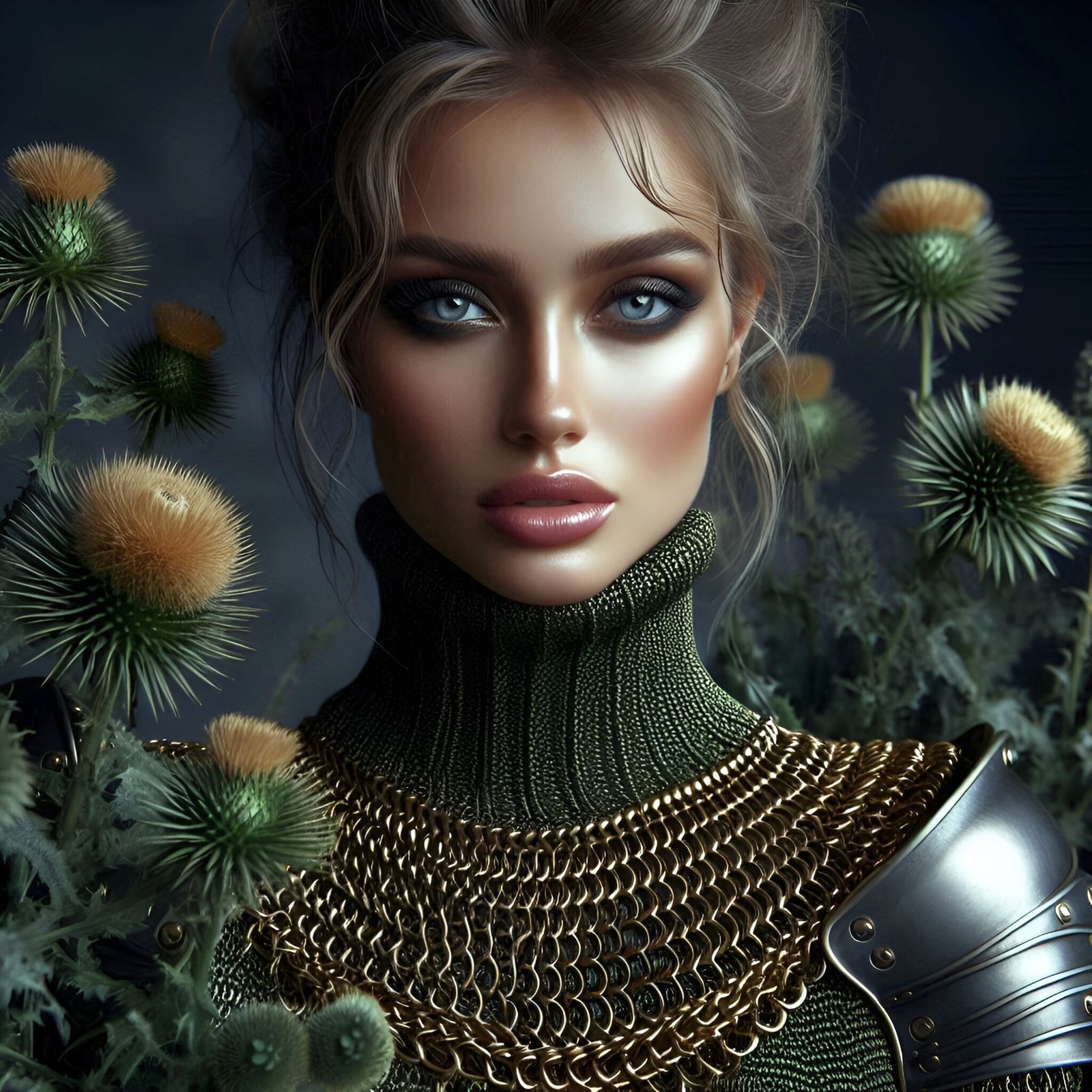 Camelot - chainmail (thistles) - AI Generated Artwork - NightCafe Creator