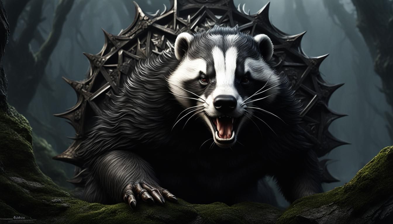 Award-winning masterpiece meticulously detailed Enraged badger, dark ...