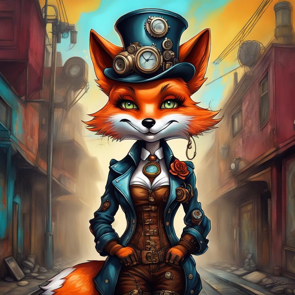 Humanoid Steampunk Fox Rouge - AI Generated Artwork - NightCafe Creator