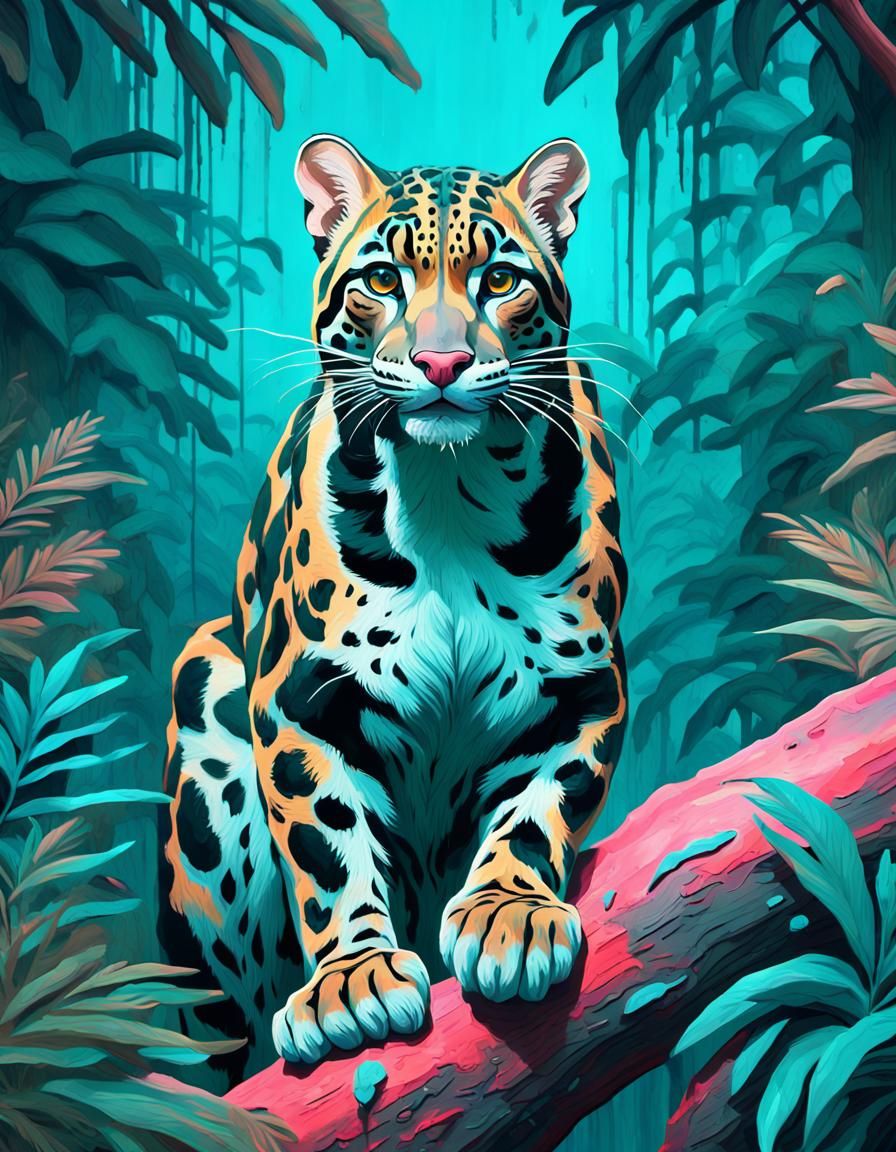 Peach Clouded Leopard - AI Generated Artwork - NightCafe Creator