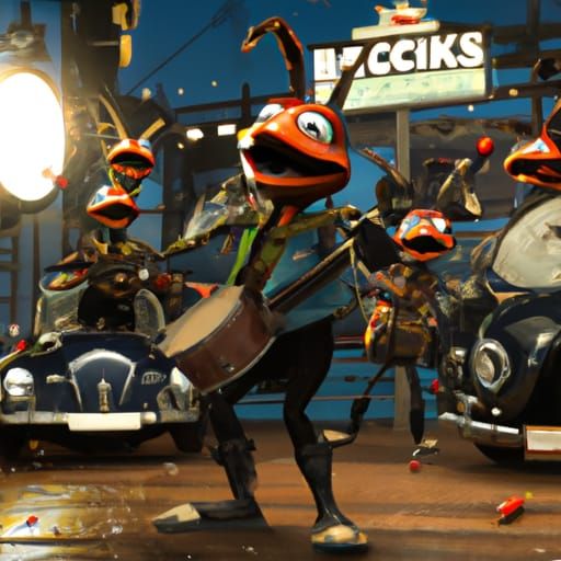 BugS Rock n Roll Band. epic, hyperdetailed and hyperrealism. - AI ...