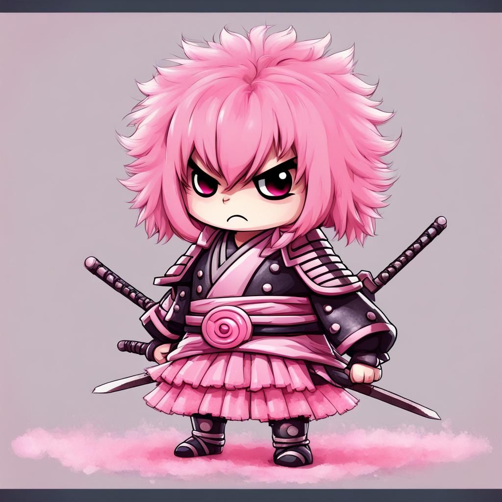 Angry Chibi samurai wearing a fluffy pink tutu - AI Generated Artwork ...