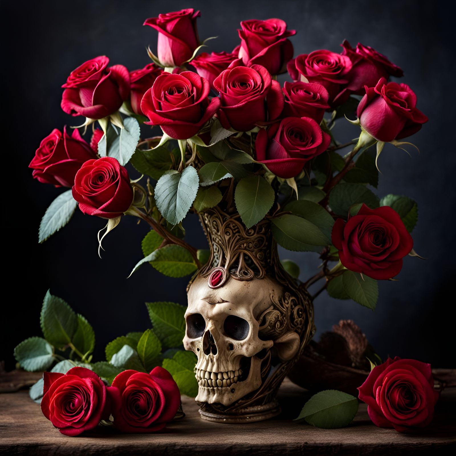 Skull Flower Vase - AI Generated Artwork - NightCafe Creator