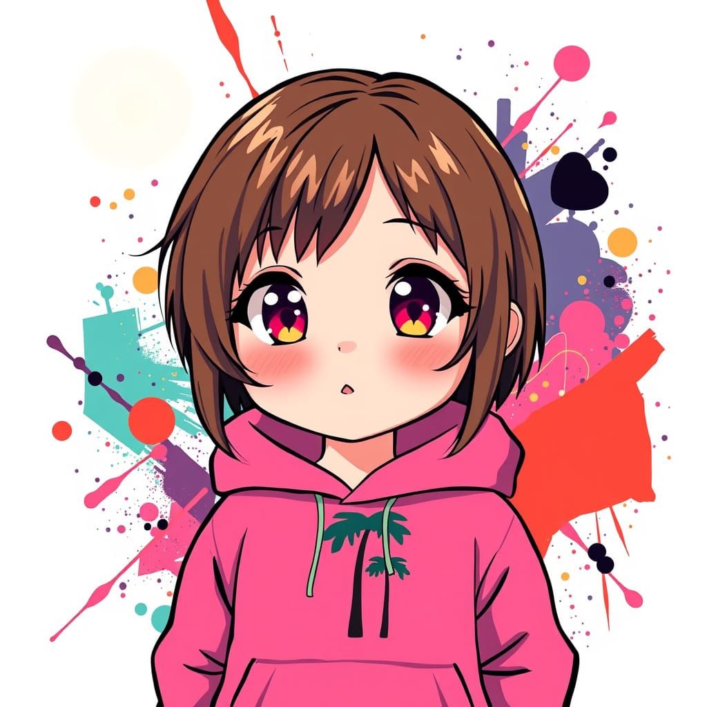 Vibrant Pink Palm Tree Chibi Anime Girl in 8K Pop ... - AI Art