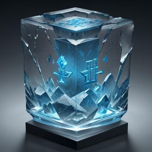 Rune Carved Ice Sculpture - AI Generated Artwork - NightCafe Creator