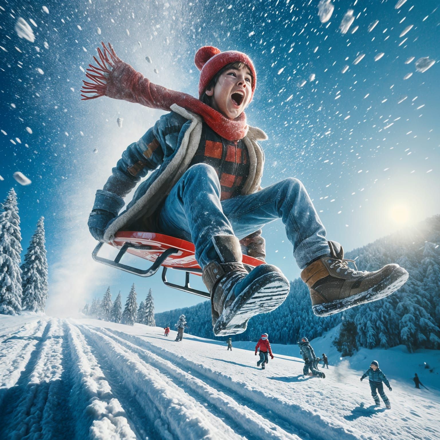 Brake? Never Heard of It! - Thrilling Winter Sled Ride in Ci...