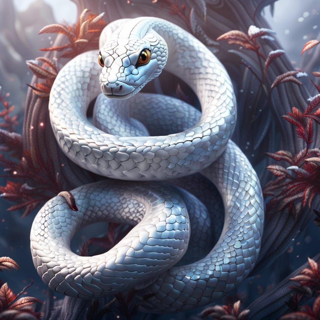 a beautiful white snake that is very sparkly - AI Generated Artwork ...