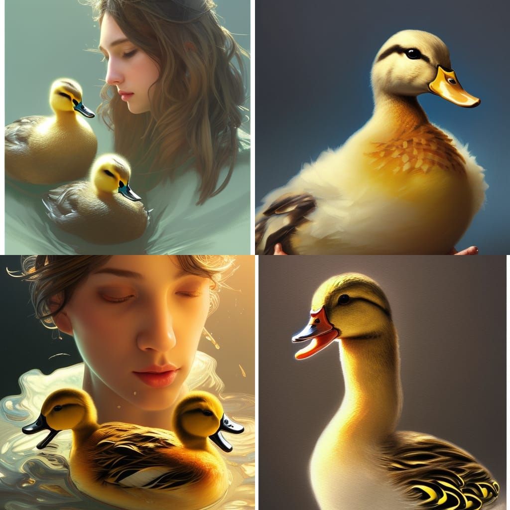 Duck with ducklings - Detailed Duck and Ducklings Portrait ...