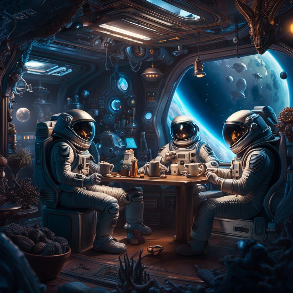 Enjoying a coffee break - AI Generated Artwork - NightCafe Creator