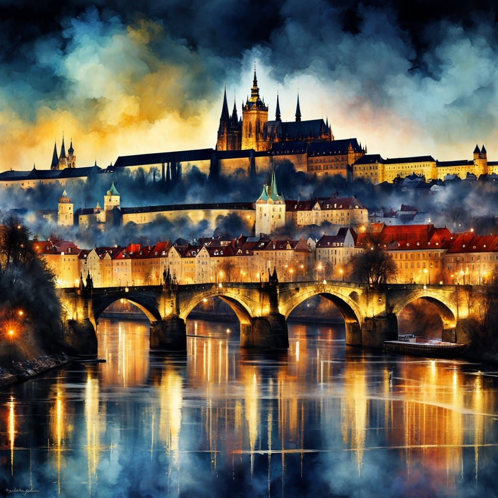 Prague Castle and the St. Charles Bridge