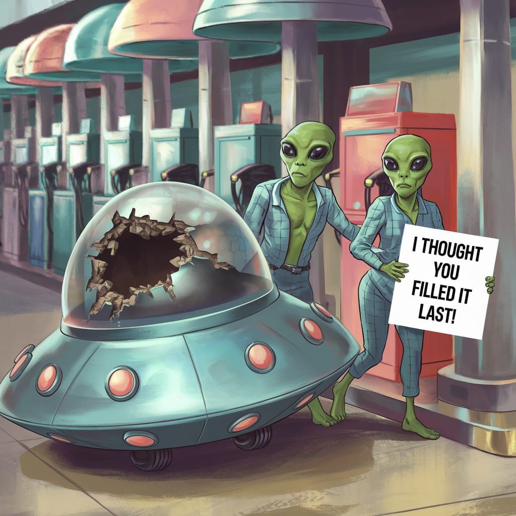 Alien Gas Station - Aliens Refuel at Futuristic Gas Station