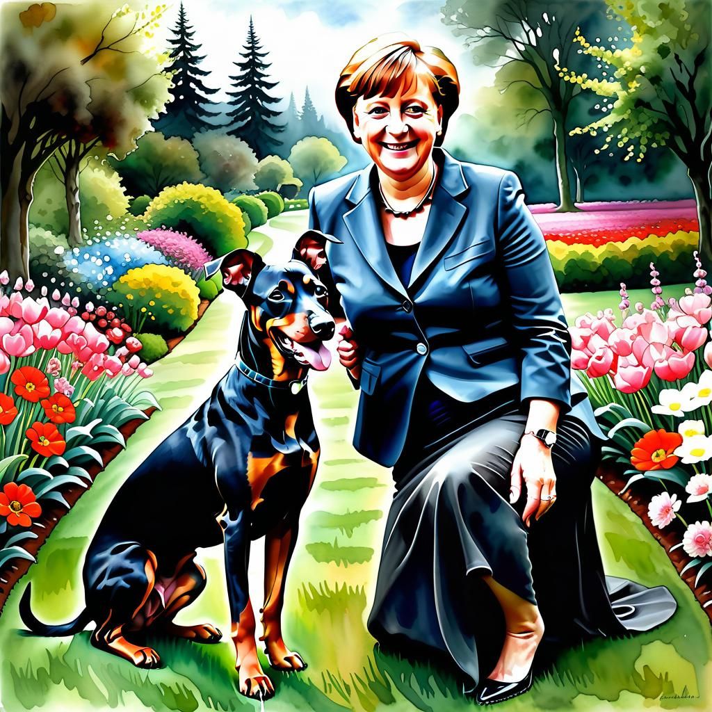 Dog Dayz - Doberman Pinscher & Angela Merkel - AI Generated Artwork ...