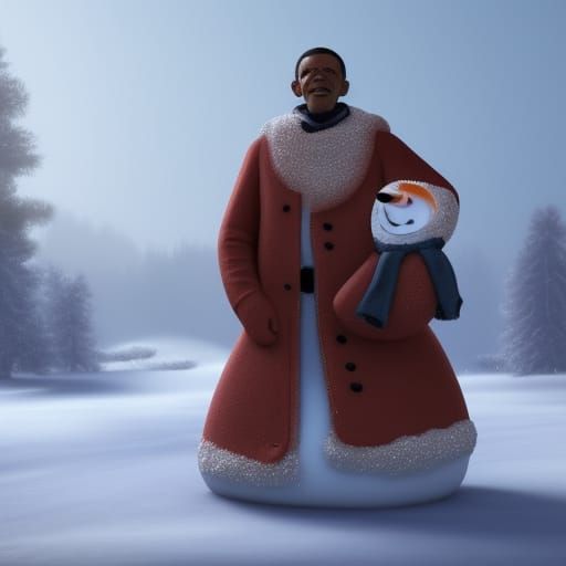 A snowman that looks like barack obama - AI Generated Artwork ...