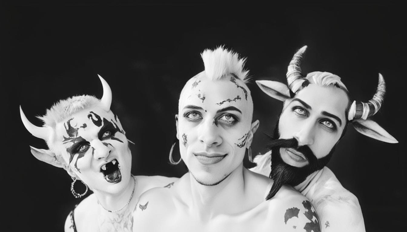 A trio of friends in skin contact one is a She-devil, one a male punk ...